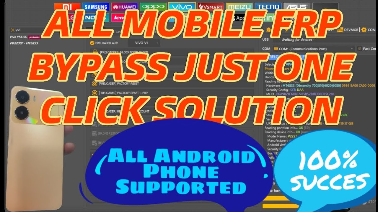 VIVO Y22 Y33 Y12 Y15s Y12 Y93 Y100 FRP BYPASS JUST ONE CLICK FLASHING USING UNLOCK TOOL NEW ...