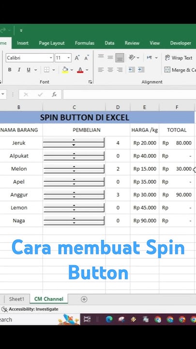 Cara Membuat Spin Button #tutorial #exceltutorial #googlesheets # ...