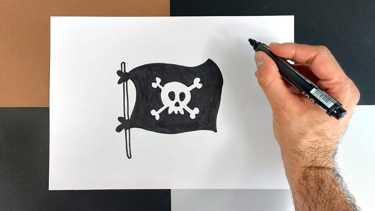 Comment dessiner un drapeau pirate ? - YouTube