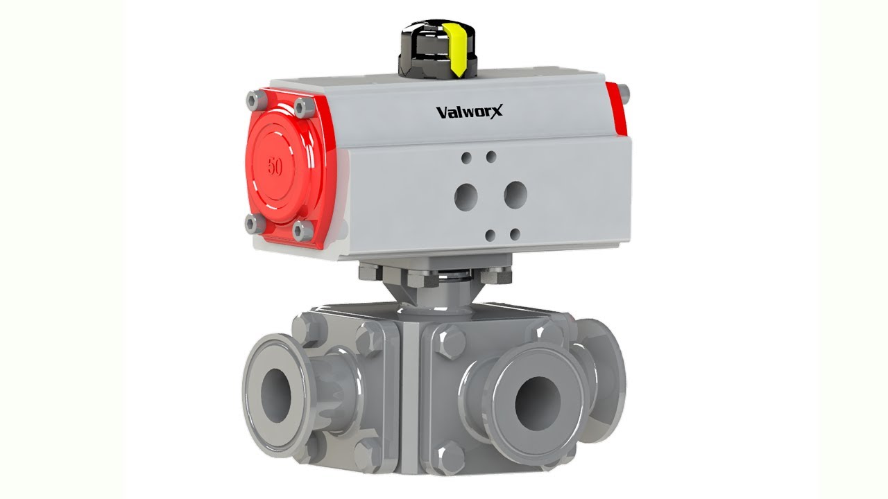 Air Actuated 3-Way T-Port Sanitary Ball Valves - Scotch Yoke - YouTube