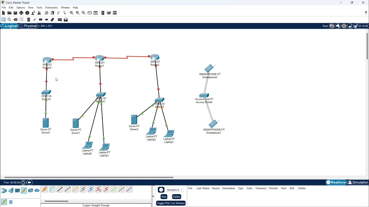 Cara routing static dan routing RIP antara 3 router server - YouTube