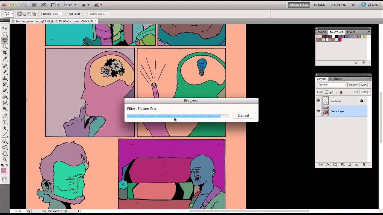 Comic Digital Coloring Tutorial: Flatting with BPelt Multifill and Flatten - YouTube