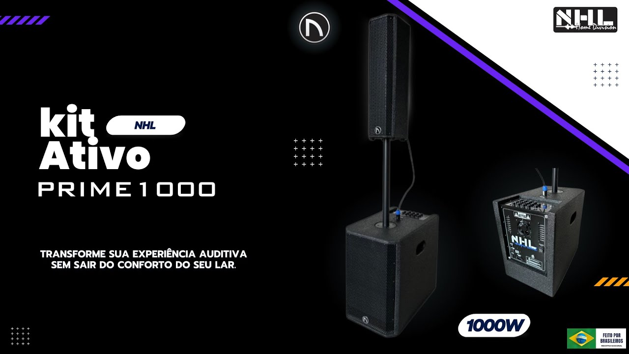Apresentação Kit Ativo (Coluna Slim + Sub 10") Prime1000 Bluetooth ...
