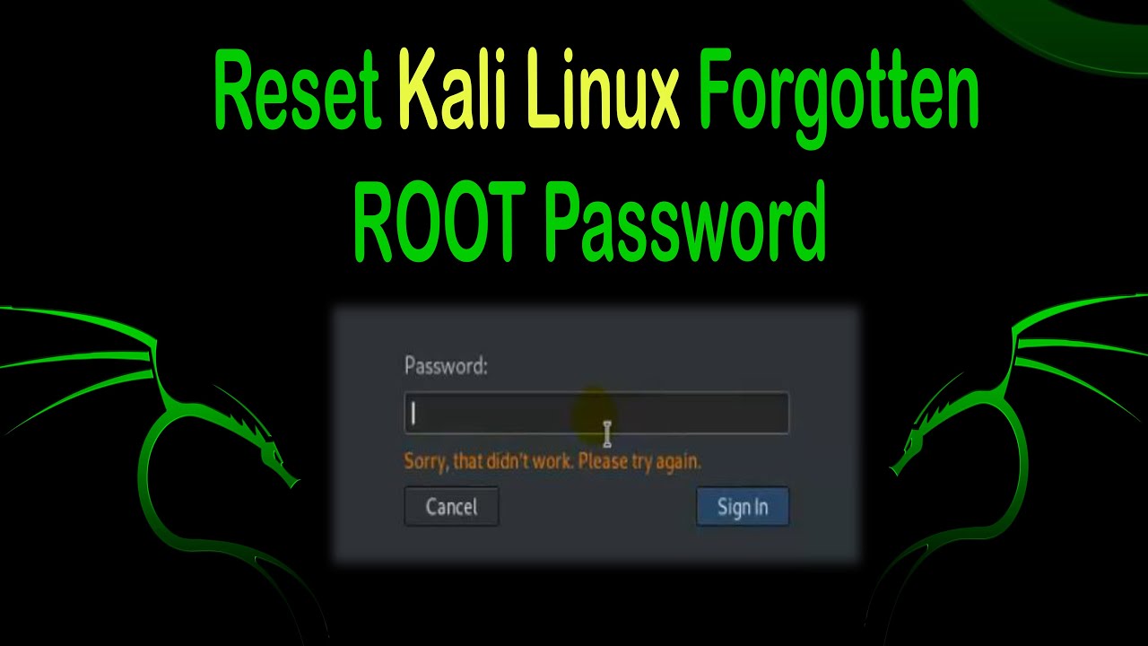 Kali Linux Root Password Reset, Password Recovery - YouTube