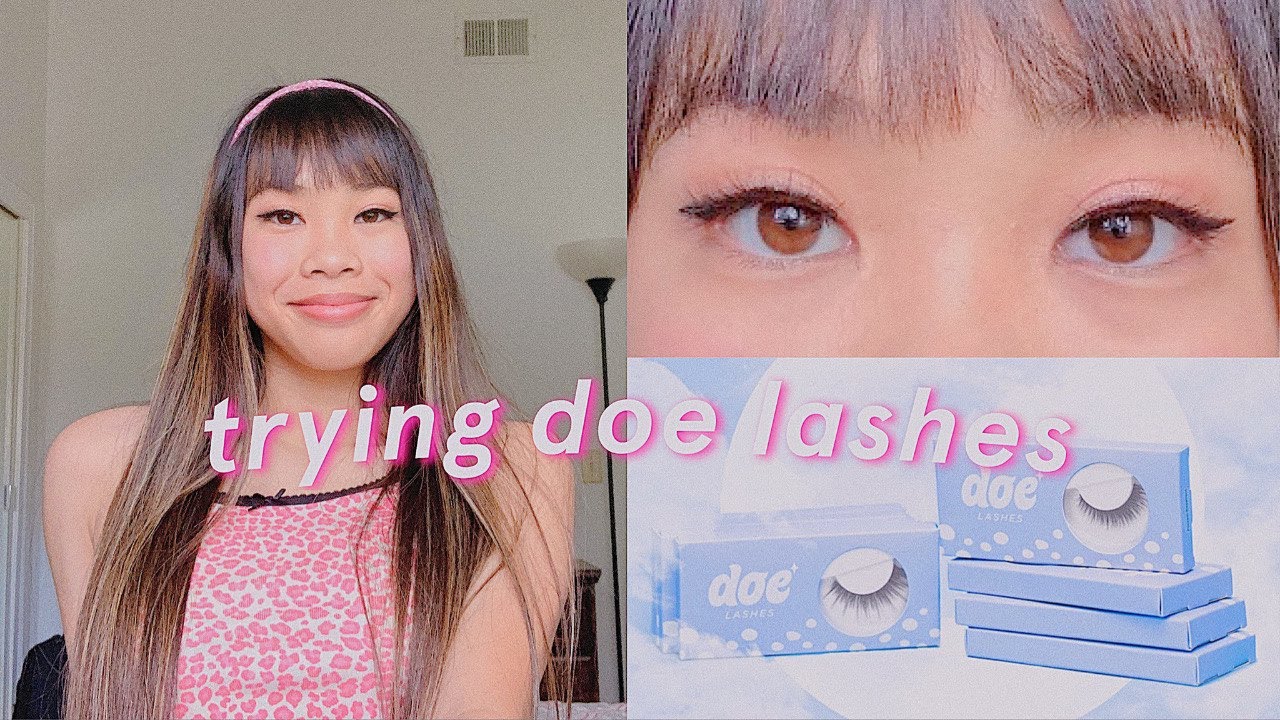 TRYING FALSE LASHES FOR THE FIRST TIME (ft. doe lashes) - YouTube
