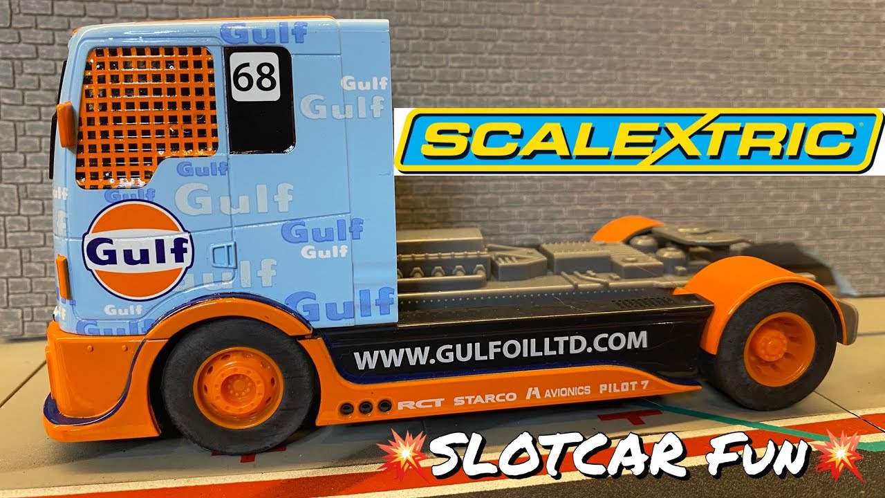 Scalextric Slot Racing Truck - slot car Heavyweight in action - YouTube