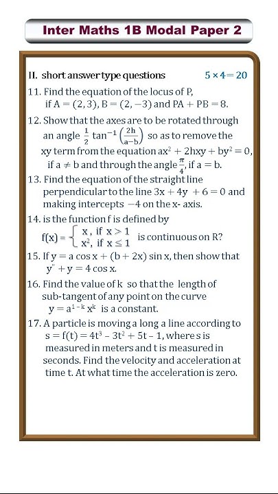 Inter 1st year maths 1b Model question paper - 2 | 2023|Telangana ...