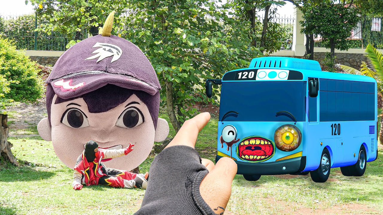 BADUT BOBOIBOY NEMU KUBURAN BUS TAYO!!! HANTU BUS TAYO NABRAK POHON ...