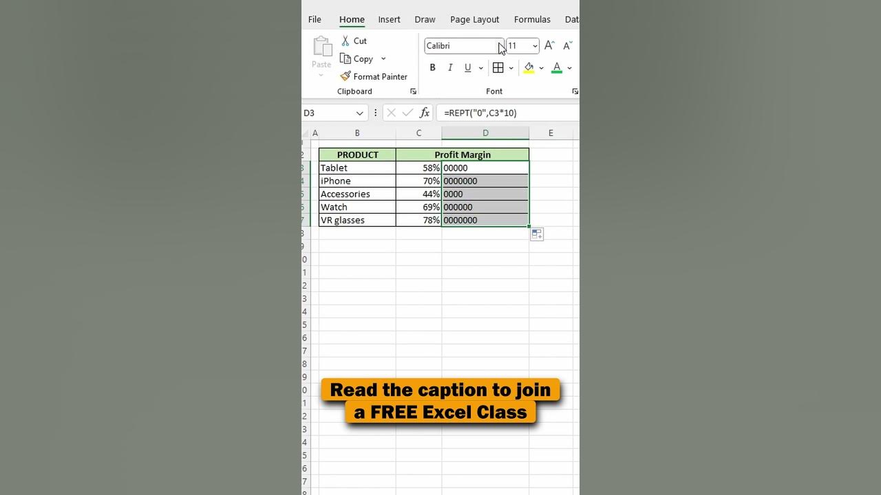 Add an original bar chart in Excel with REPT function - YouTube