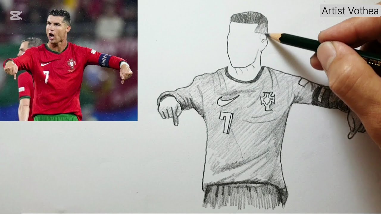 Step-by-Step Drawing Cristiano Ronaldo // Easy Drawing Pencil Sketch ...