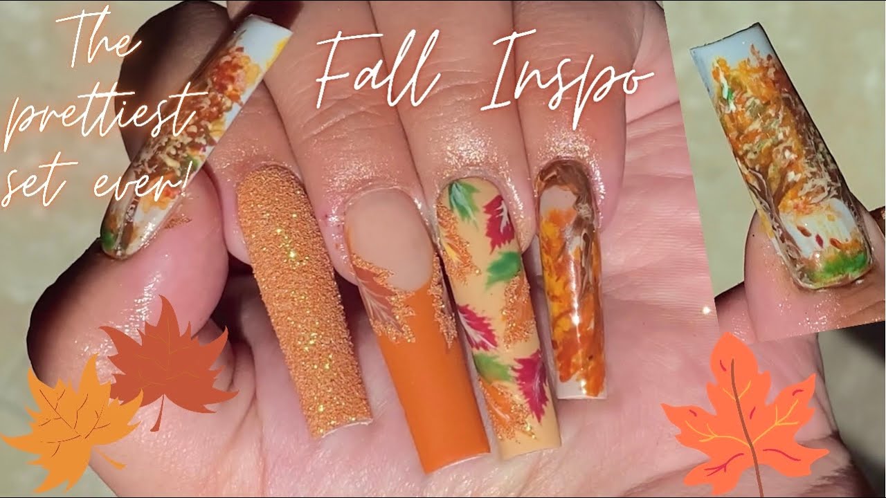 Fall Nail design in depth tutorial ! | Fall nails | Easy Fall nail art ...