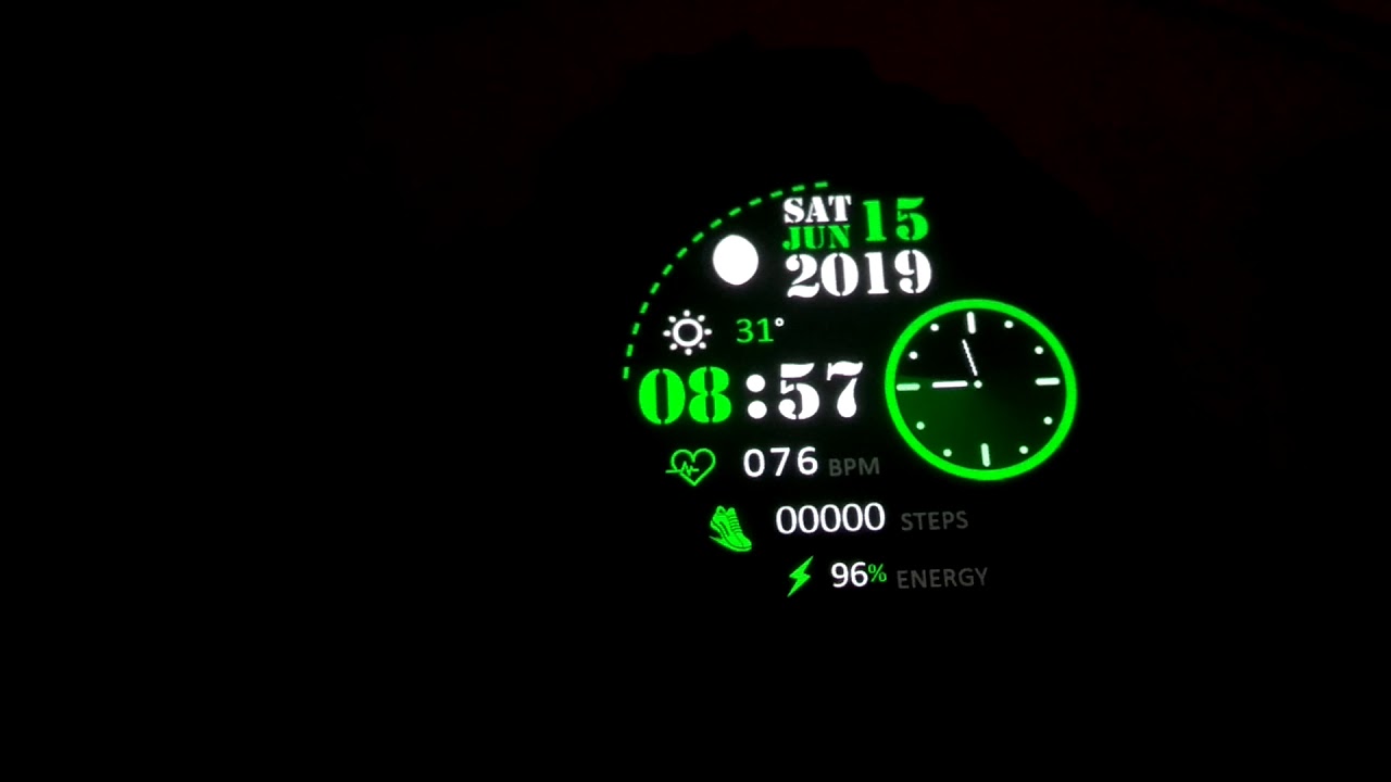 Digital Analog watch face, clock skin, for full android watch “green ...