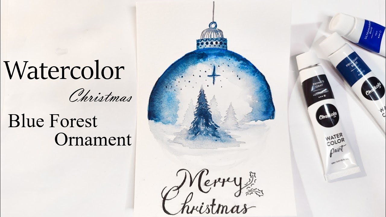 🤍Watercolor Snowy Forest Christmas Ornament Easy Painting Tutorial🤍 ...