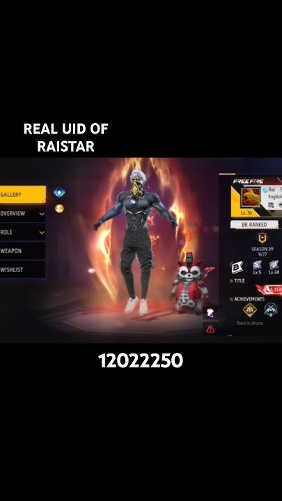 RAISTAR REAL UID #freefire #raistar - YouTube