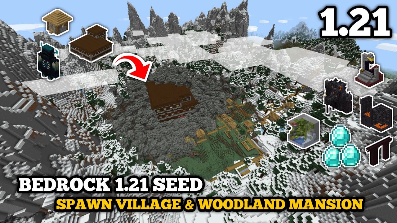 [Bedrock Seed] Minecraft 1.21 Seed - Spawn Village & Woodland mansion ...