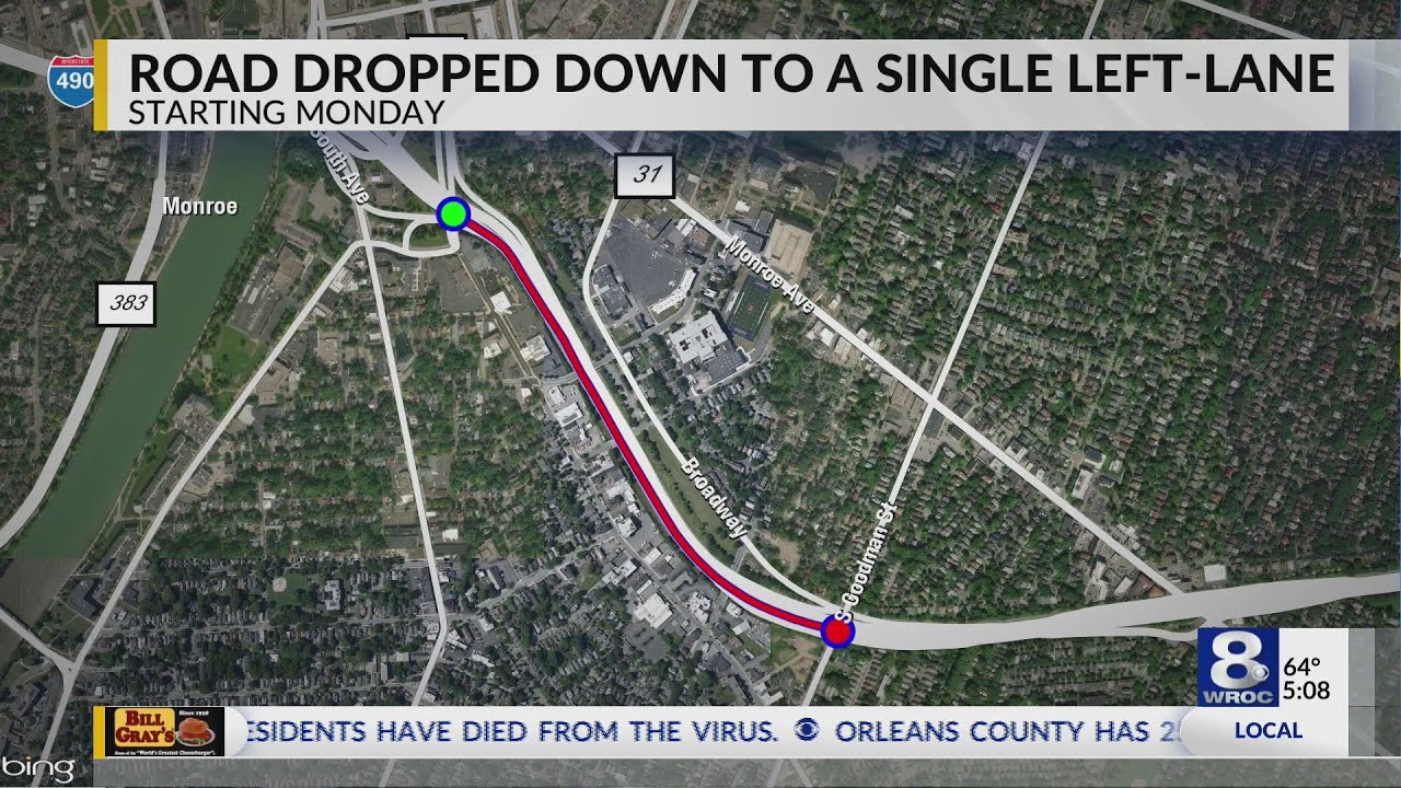 Lane closure on I-490 to begin on Monday - YouTube