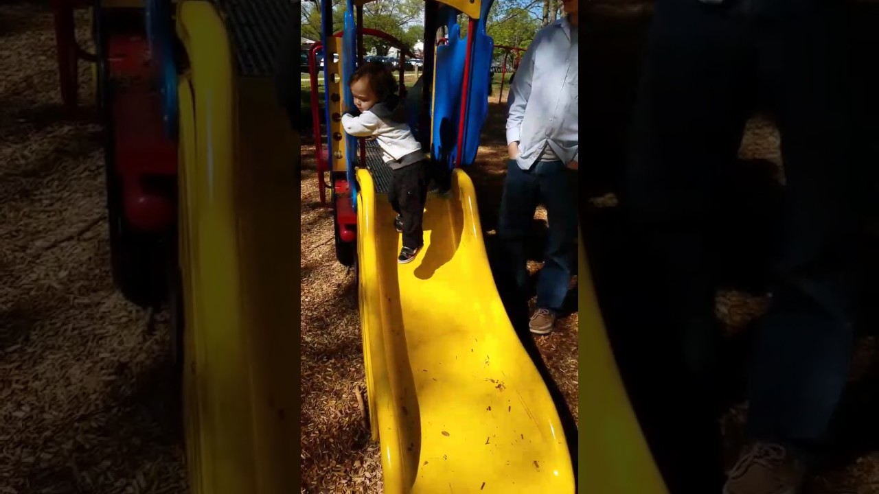 The best fails baby boy falls off yellow park slide - YouTube