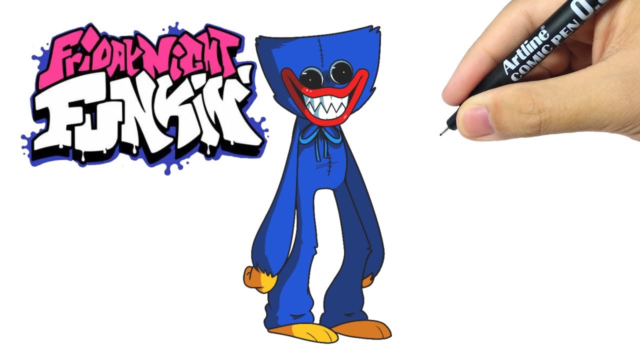 How To Draw Huggy Wuggy FNF, How To Draw Huggy Wuggy, How To Draw ...