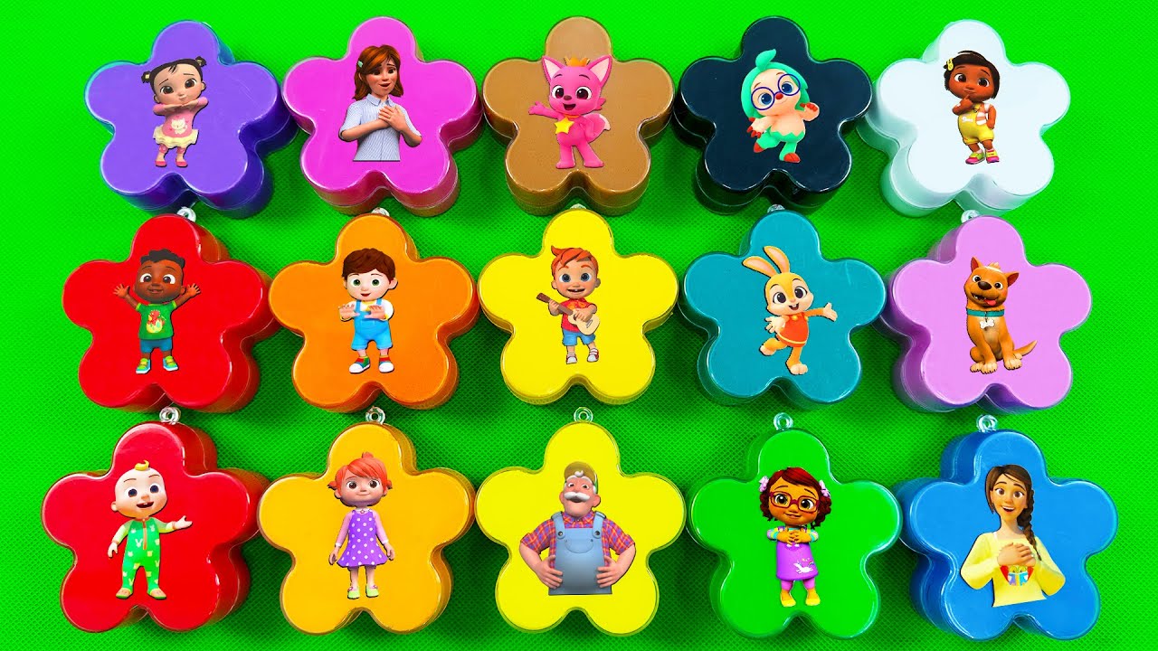 Cocomelon - Looking For Rainbow Slime with Flower Shapes Mix Coloring ...