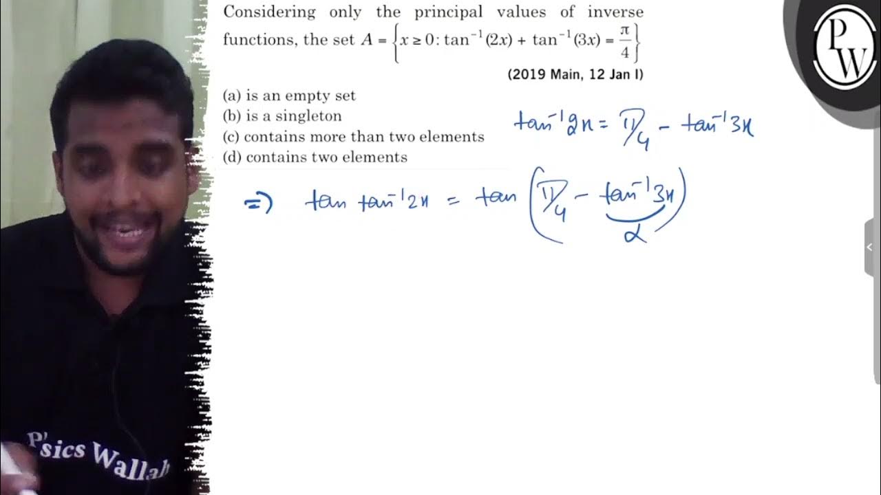 Considering only the principal values of inverse functions, the set... - YouTube