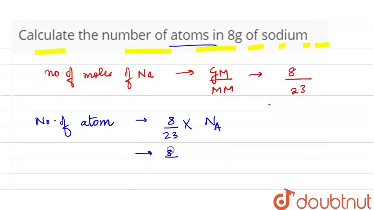 Calculate the number of atoms in 8g of sodium | CLASS 12 | JEE MAIN 2021 | CHEMISTRY | Doubtnut ...