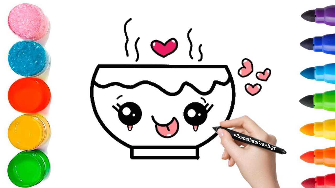 How to Draw a Cute Soup Bowl Simple & Easy for Kids | Super Easy ...
