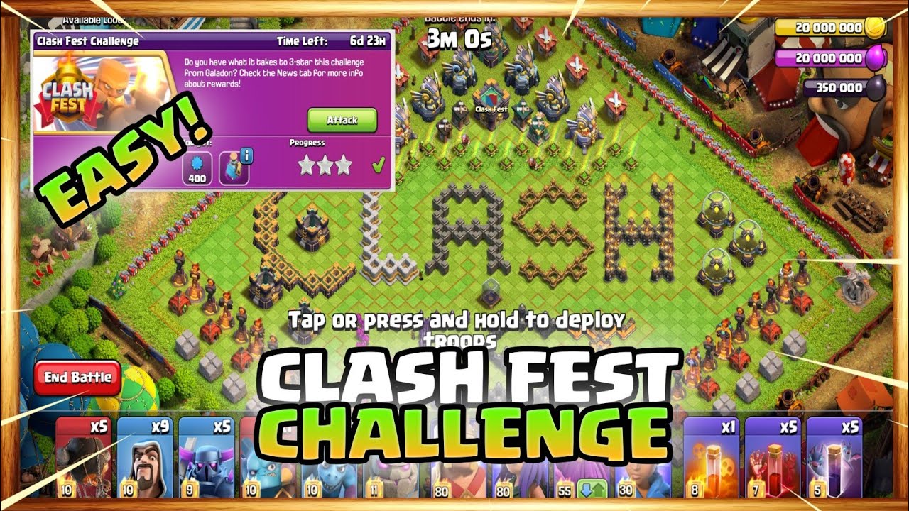 EASY! - CLASH FEST CHALLENGE - CLASH OF CLANS - YouTube