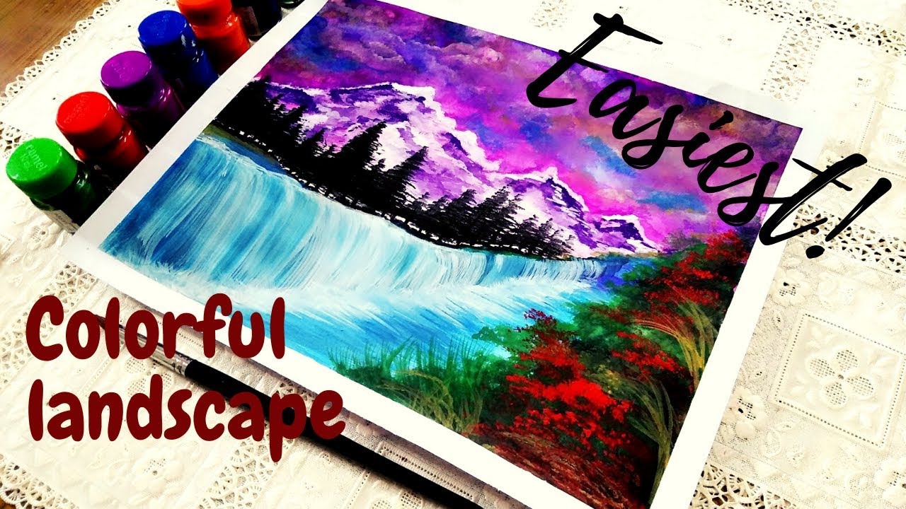 Colorful Landscape Painting | For Beginners | Using Poster Colors ...