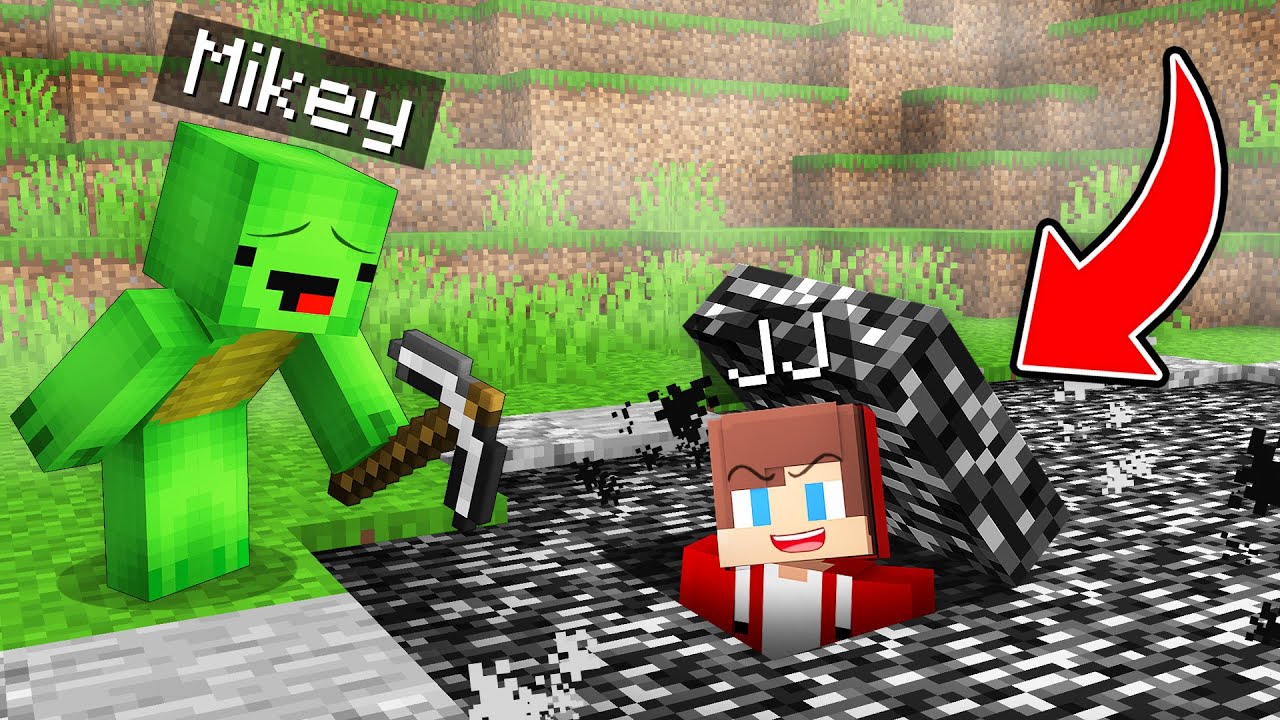 JJ Built a Base Under Bedrock To Prank Mikey in Minecraft (Maizen) - YouTube
