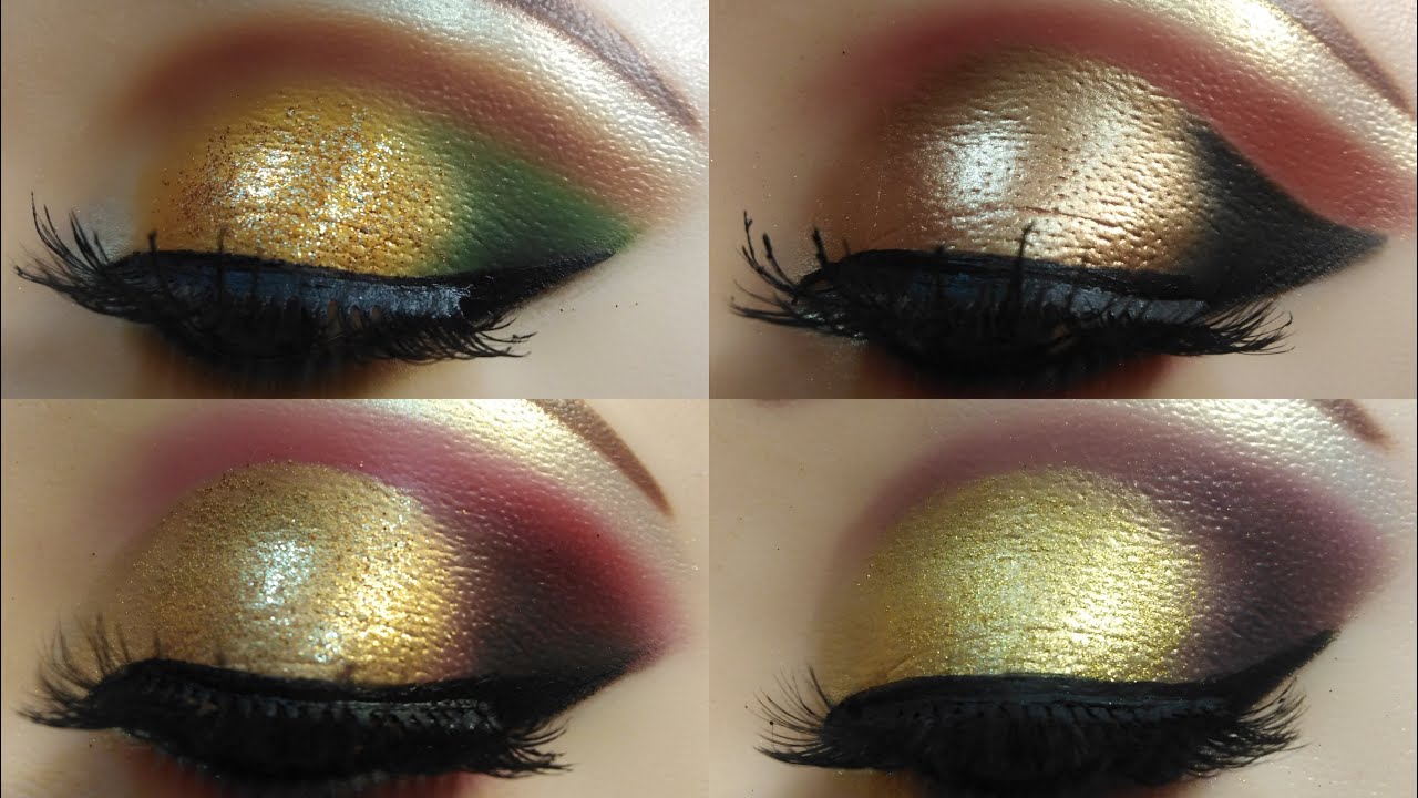 4 Best Golden Eyeshadow Look || Simple and Easy Party Eyeshadow Looks ...