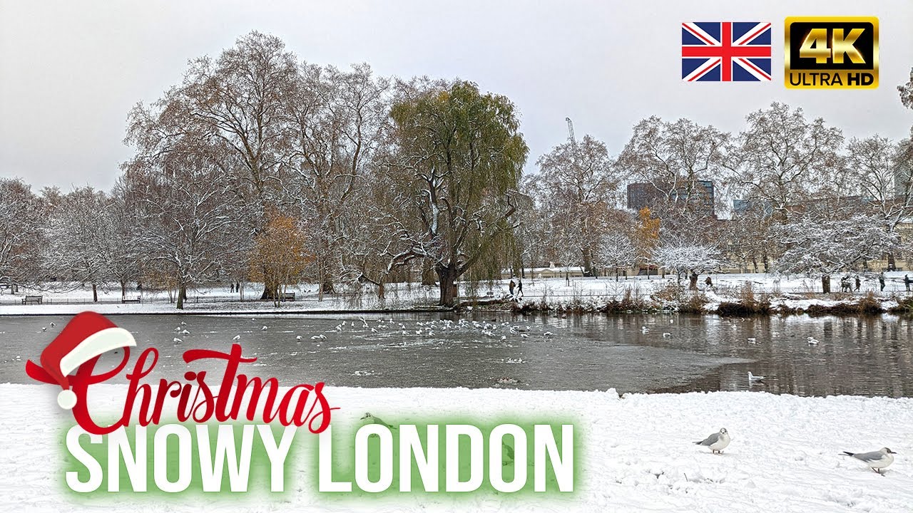 Snowing in London After Snowfall - London Snow Walk Green Park to St ...