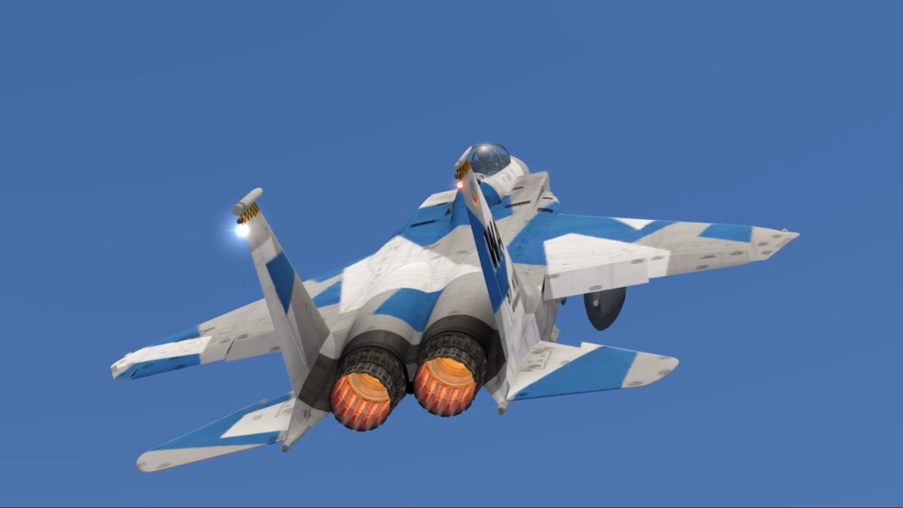 F-15 slow acceleration, afterbuners, vertical climb and a couple of ...