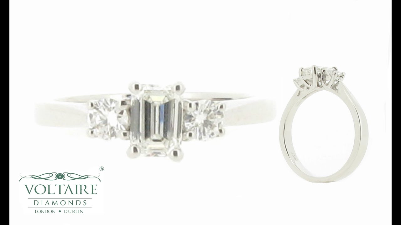 Emerald Cut with Round Side Stones - ER 1167 - YouTube