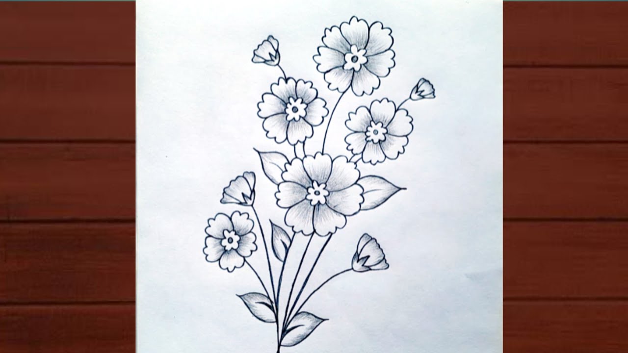 How to draw flower l Easy and beauteful pencil flower drawing l Flower ...