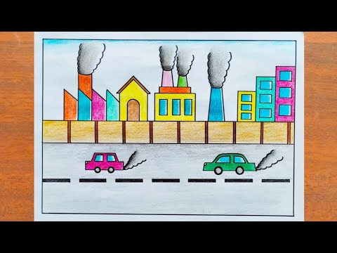 Air Pollution Drawing / How to Draw Air Pollution Poster Easy Steps ...