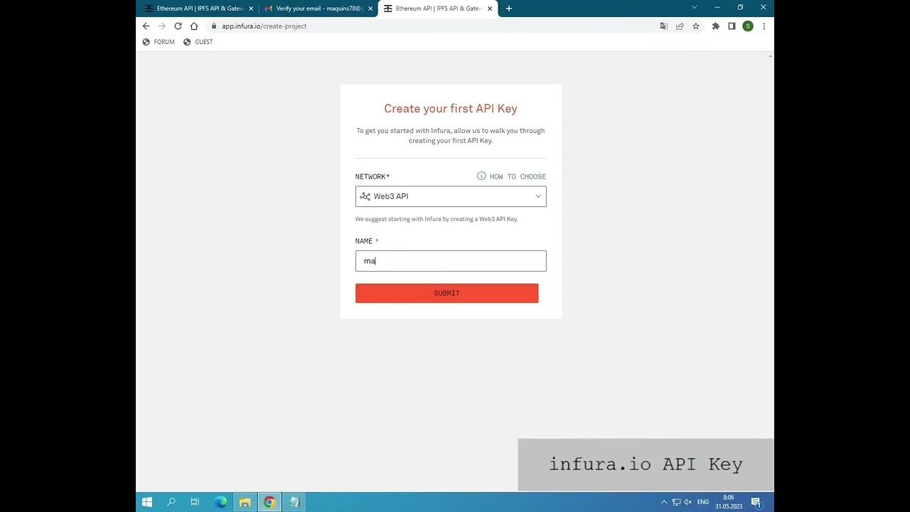Infura.io API Key - Register and create a key - YouTube