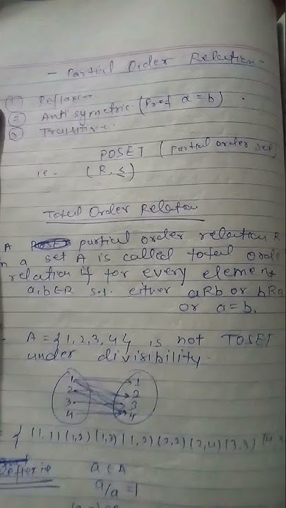 POSET AND TOSET partial order relation set and total order relation set - YouTube
