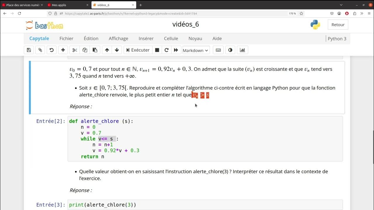 18) Exercice3 : boucles "while" et suites - YouTube