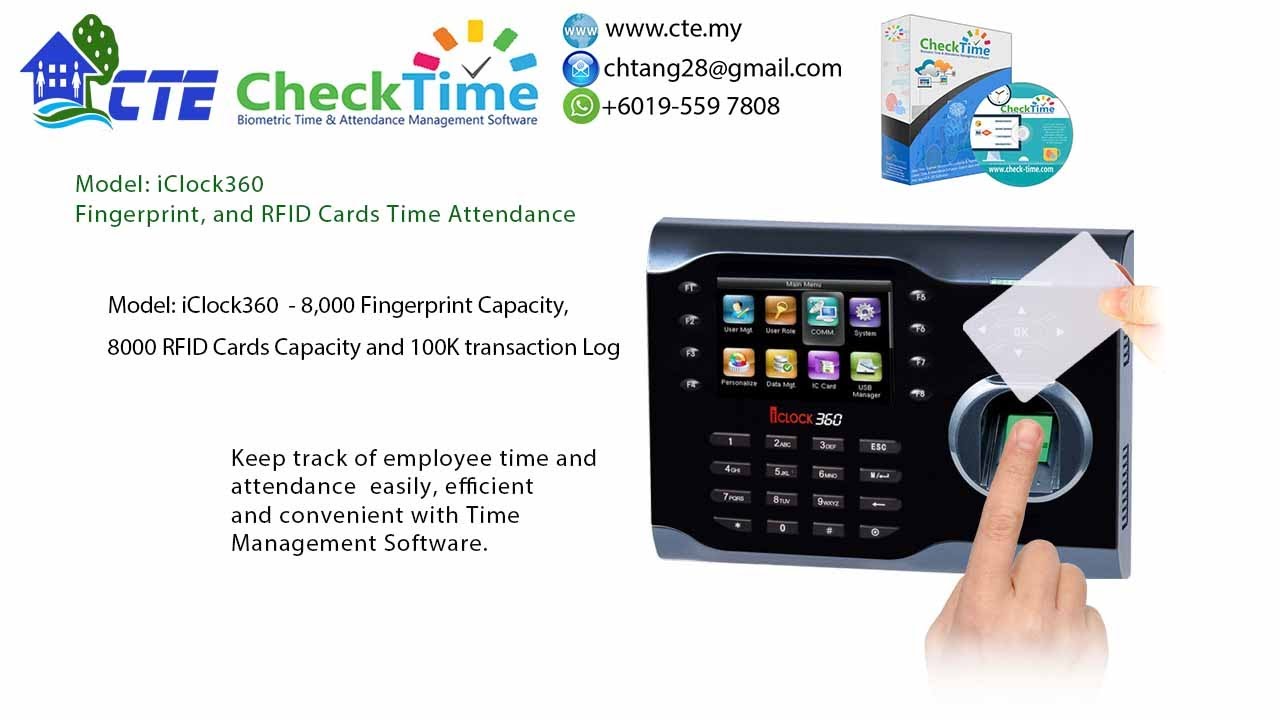 ZKTeco iClock360 Fingerprint RFID Card Time Attendance Biometric - YouTube