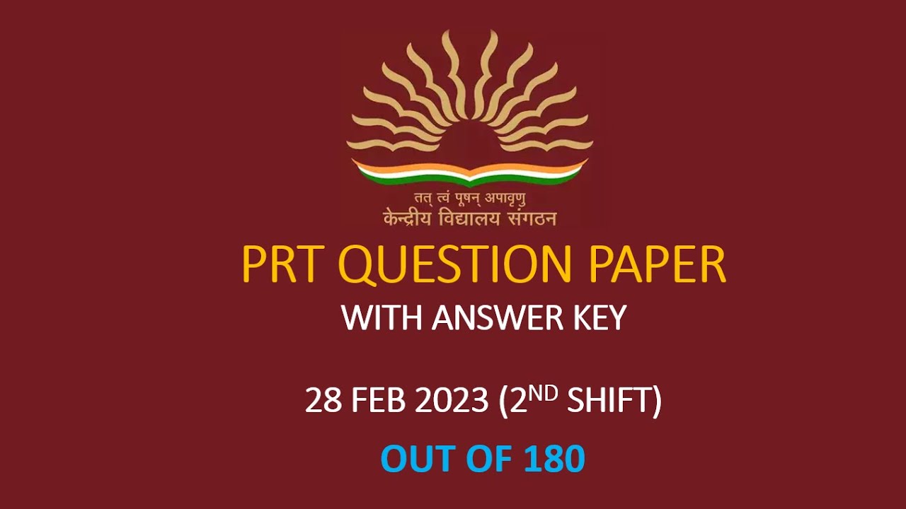 KVS PRT Question Paper 2023 with Answer key|| 28 feb shift 2 || - YouTube