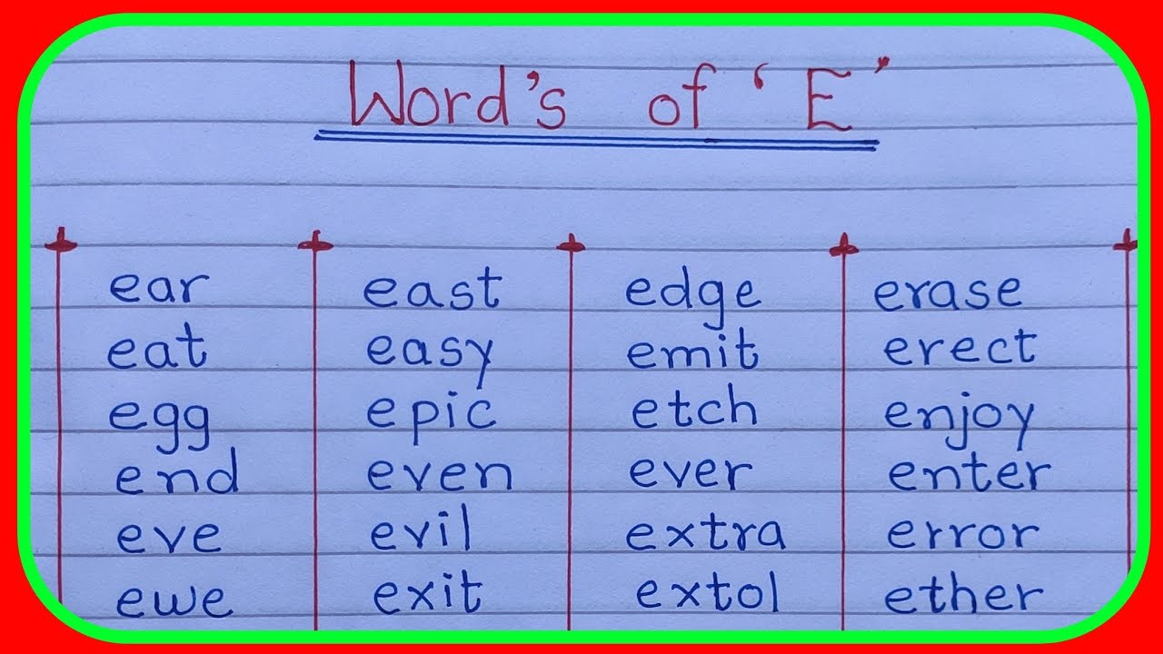 Word's of E | E ने सुरु होणारे शब्द|e चे शब्द|E che shabd|words that ...