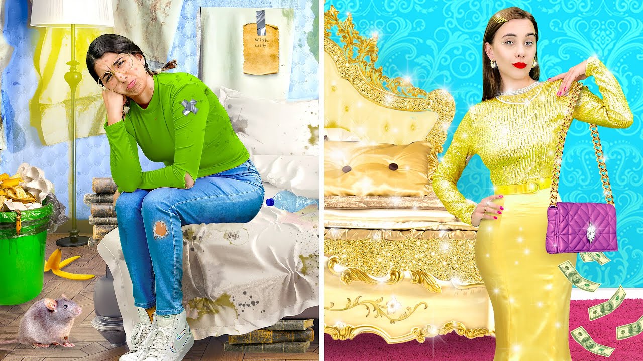 ROOM MAKEOVER CHALLENGE😱 Rich Vs Broke 📦💰 Cool Crafts and Smart Gadgets ...