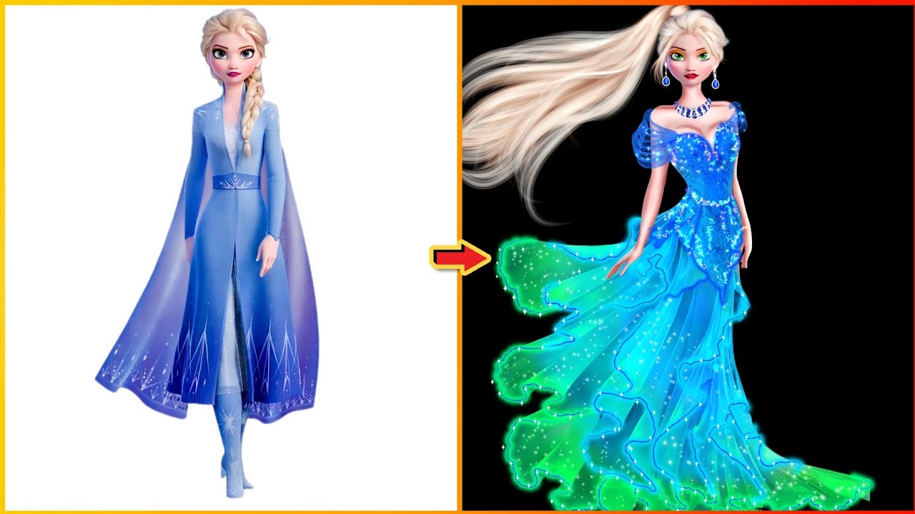 Disney Princess Elsa Frozen Glow up transformation into new fashion 😍 ...