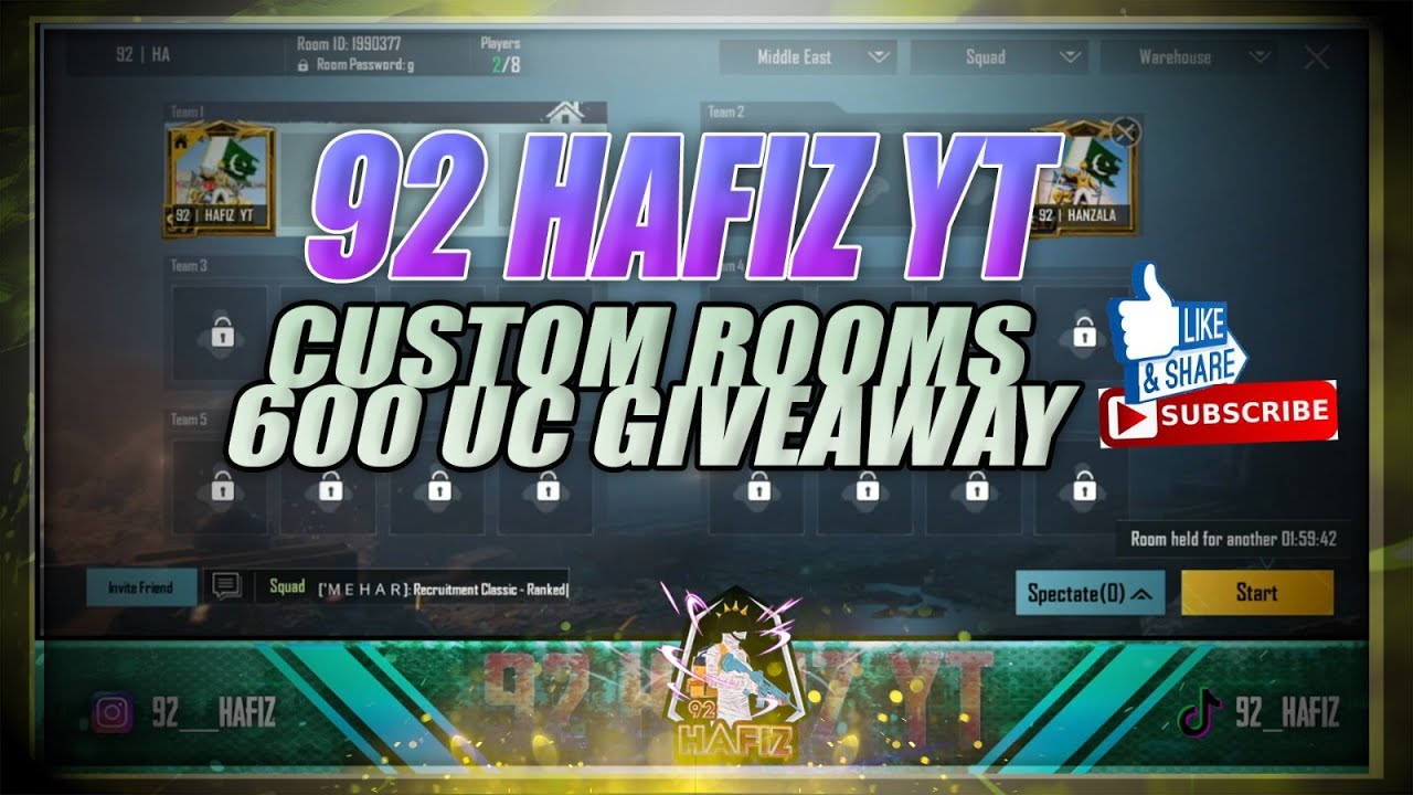 600 UC GIVEAWAY LIVE CUSTOM ROOMS | WINNER IS LX CLAN | WITH 92 MALIK ...