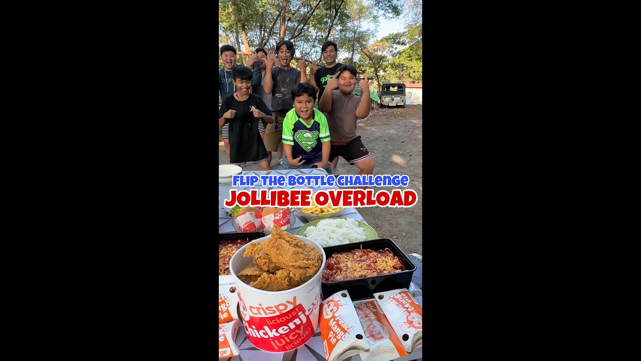 JOLLIBEE OVERLOAD! FLIP THE BOTTLE CHALLENGE WITH JUST LAFAM - YouTube