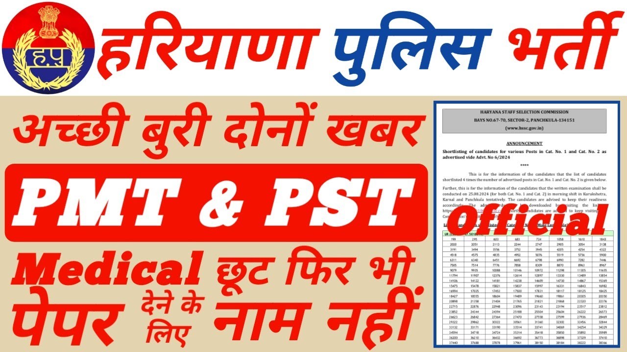Haryana Police PMT PST Medical छूट के बाद भी नहीं दे सकते पेपर, अचार ...