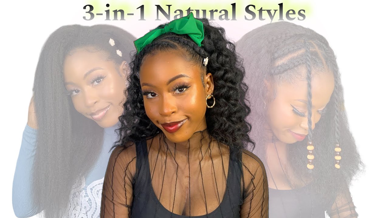 No lace, No gel, 3 Easy Natural hairstyles | FT Hergivenhair - YouTube