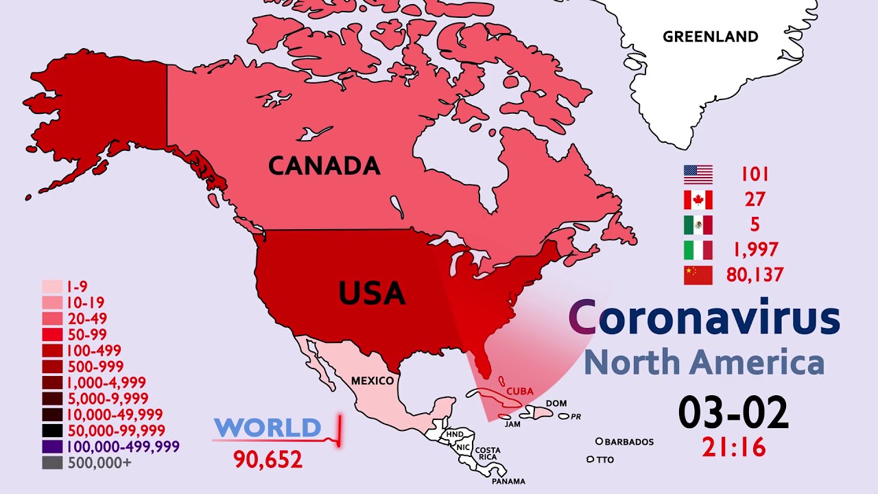 Corona virus spreading in North America (January 20 to April 22) - YouTube