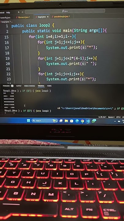 butterfly pattern in java loops dsa #coding #java #viral #music #dsa #trending #ytshorts #vscode ...