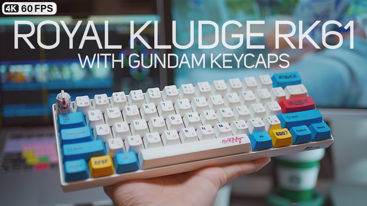 Keyboard Royal Kludge RK61 with Gundam Keycaps (Stereo ASMR Unboxing ...